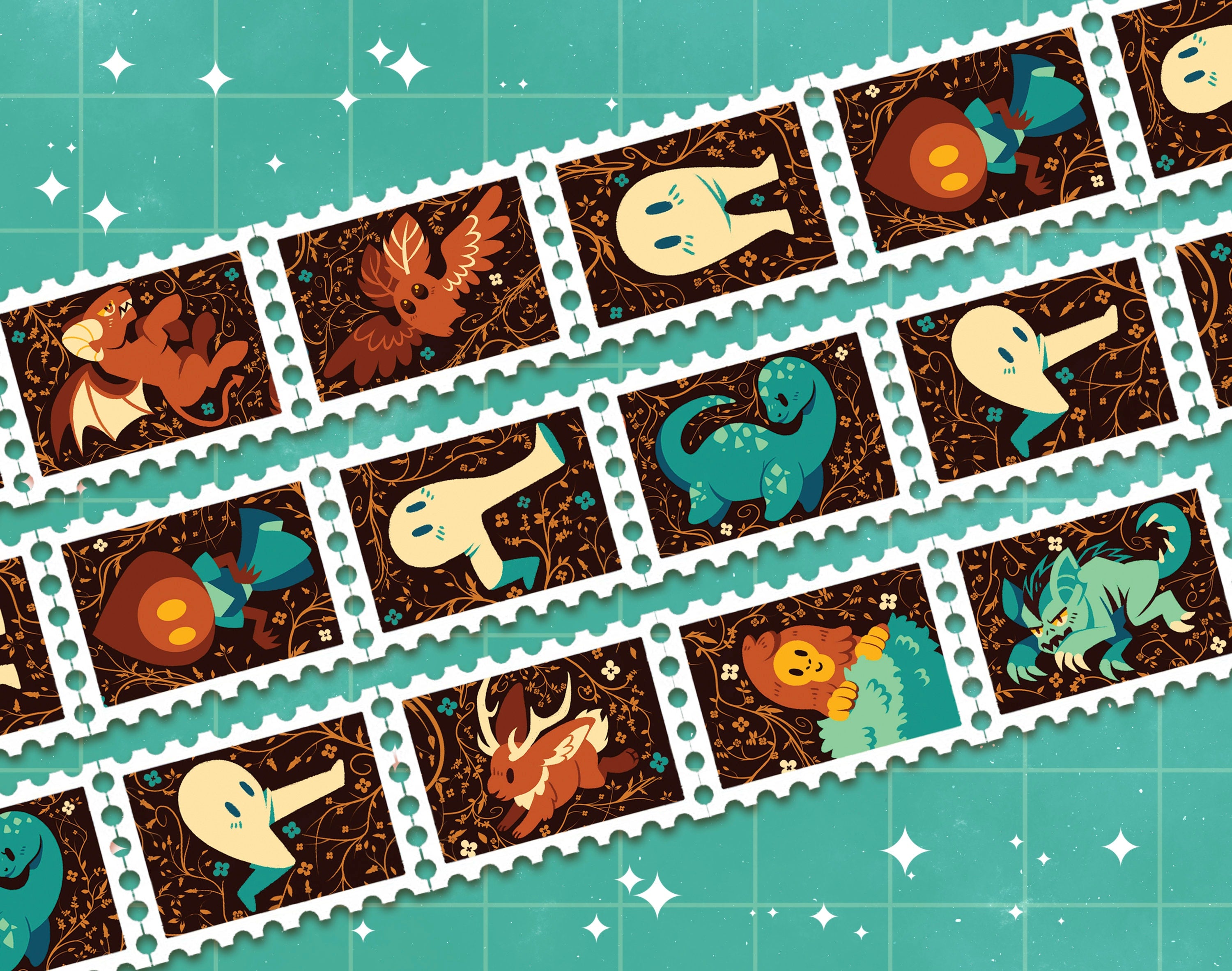 Colorful Cryptids Stamp Washi Tape – Star⭑Salts