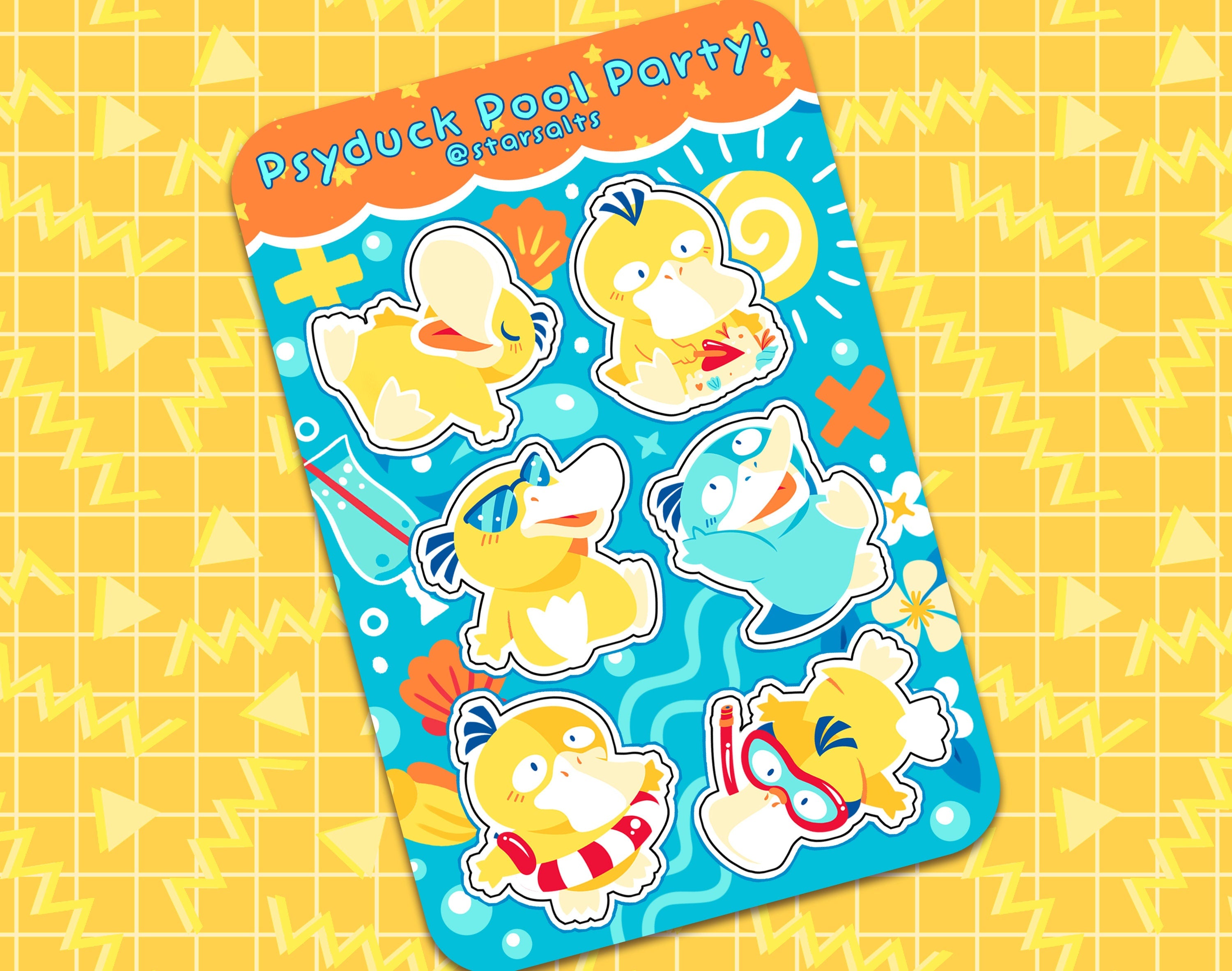 Psyduck Pool Party Sticker Sheet – Star⭑Salts
